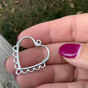 3, 6 or 12 Silver Rope Look Heart Shaped Charm Holders, Charm Pendants ...