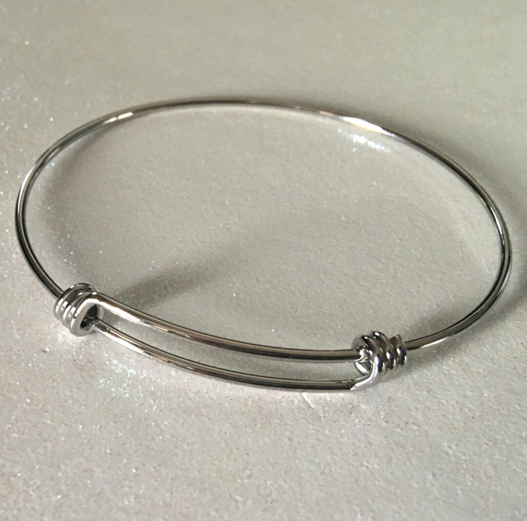 65mm Solid Stainless Steel Expandable Silver Bangle Bracelet, DIY ...