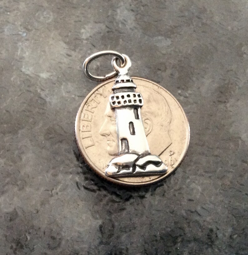 Sterling Silver Lighthouse Charm Nautical Pendant Light - Etsy