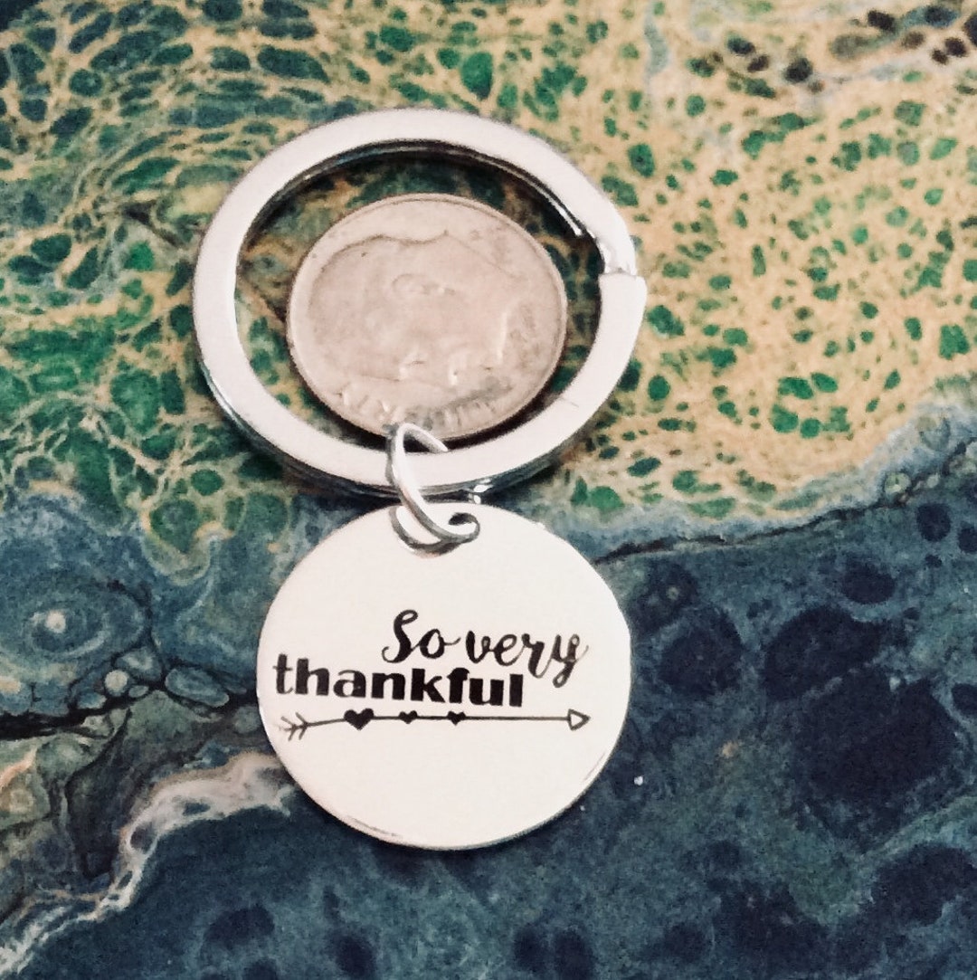 So Very Thankful Keychain, Thankful Charm, Silver Plated Necklace ...