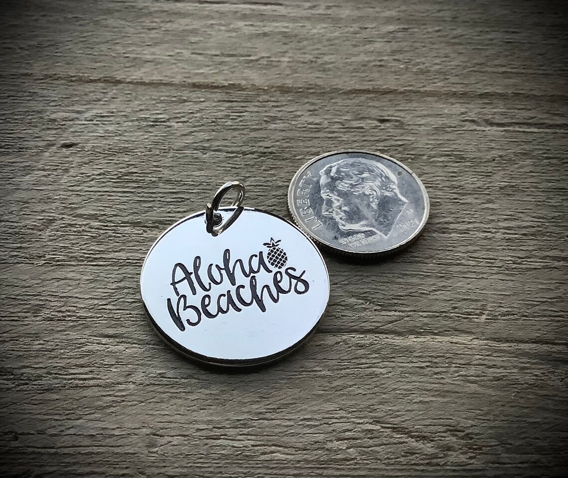 Aloha Beaches Pendant Silver Plated Necklace Aloha Beaches - Etsy