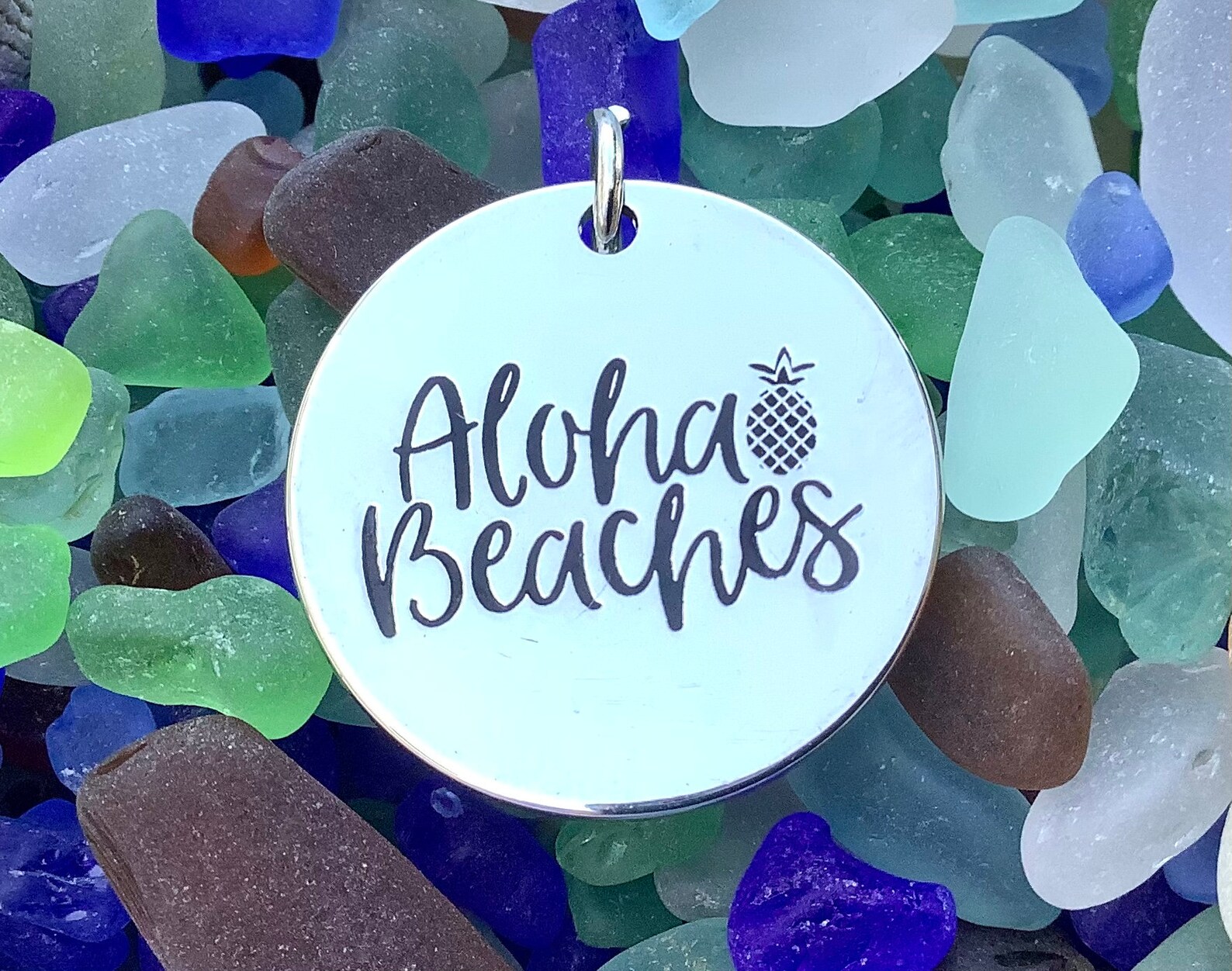 Aloha Beaches Pendant Silver Plated Necklace Aloha Beaches - Etsy