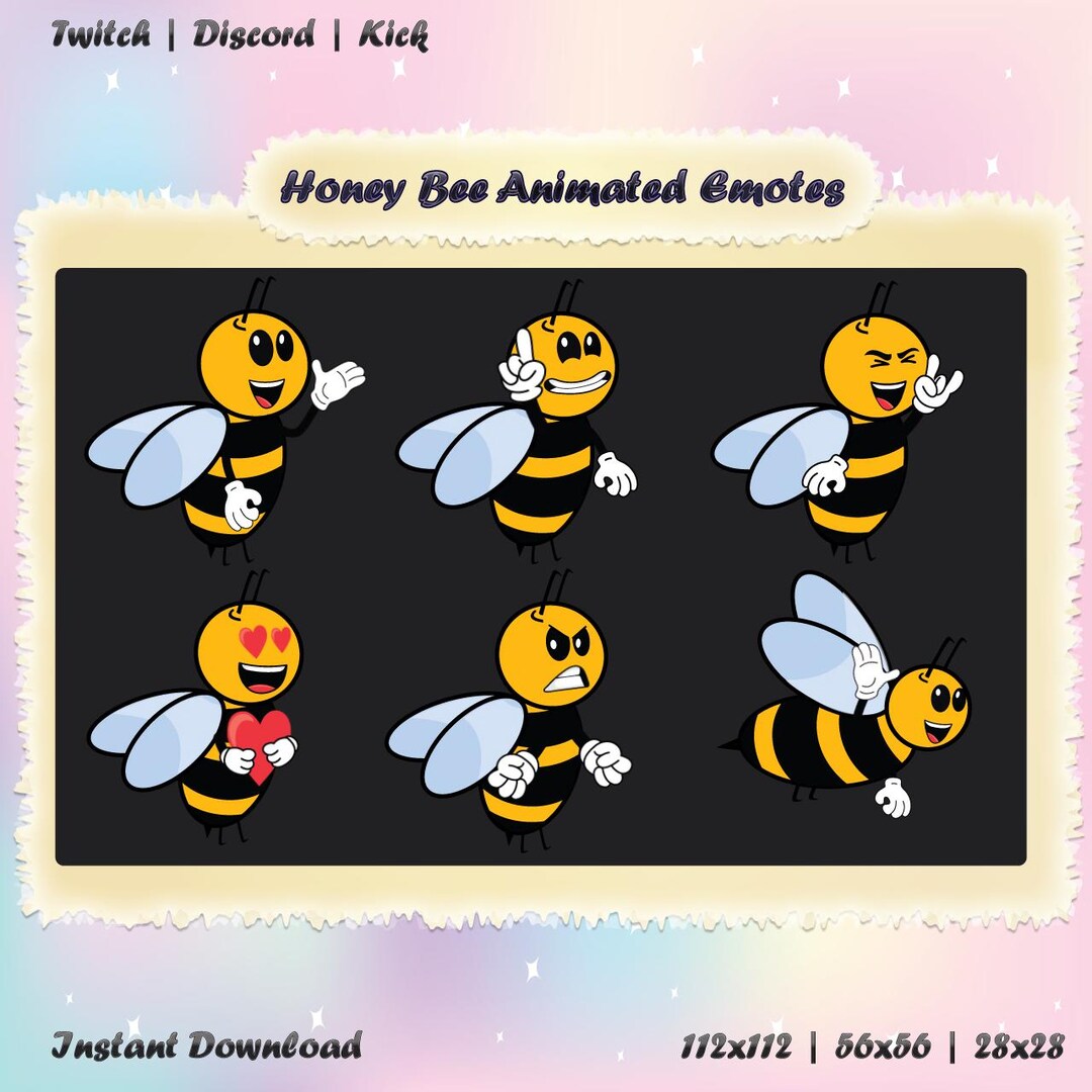 Cute Honey Bee Emote Pack, Twitch Emotes, Honey Bee Animated Emote ...