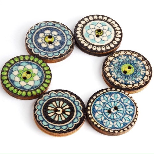 Carved Wooden Buttons 20mm Buttons Large Buttons Unique | Etsy