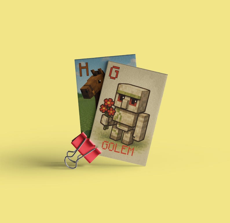 Minecraft-inspired Alphabet Flashcards – A to Z | Printable PDF Set | 4 ...