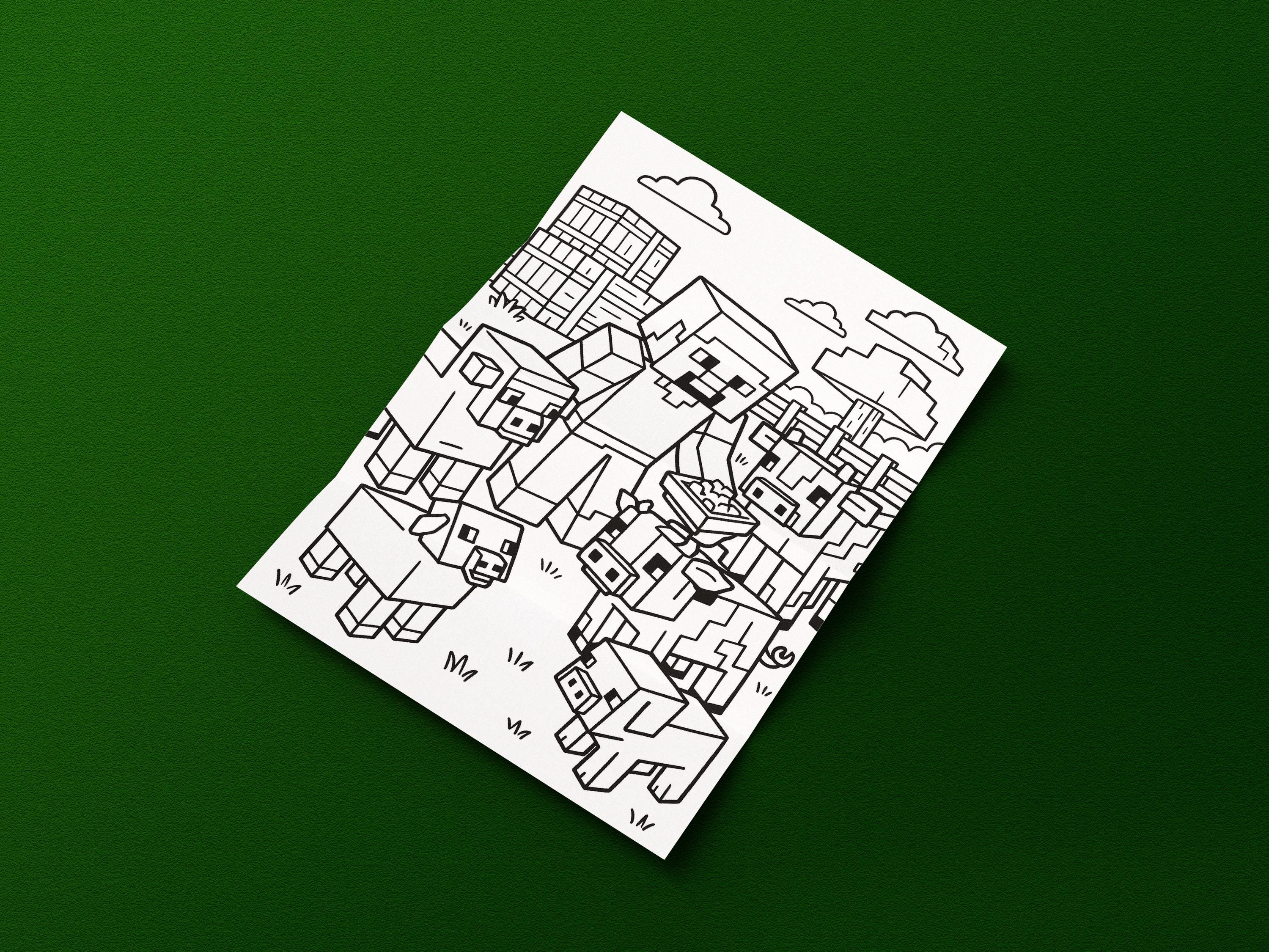Minecraft-inspired Coloring Pages for Kids – Cute Animal Mobs, 6 ...