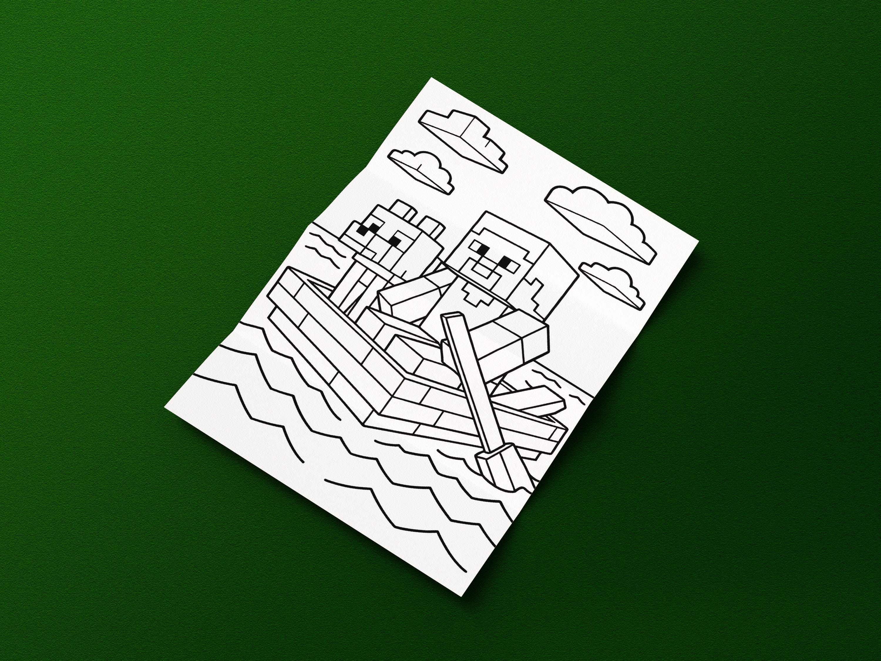 Minecraft-inspired Coloring Pages for Kids – Cute Animal Mobs, 6 ...