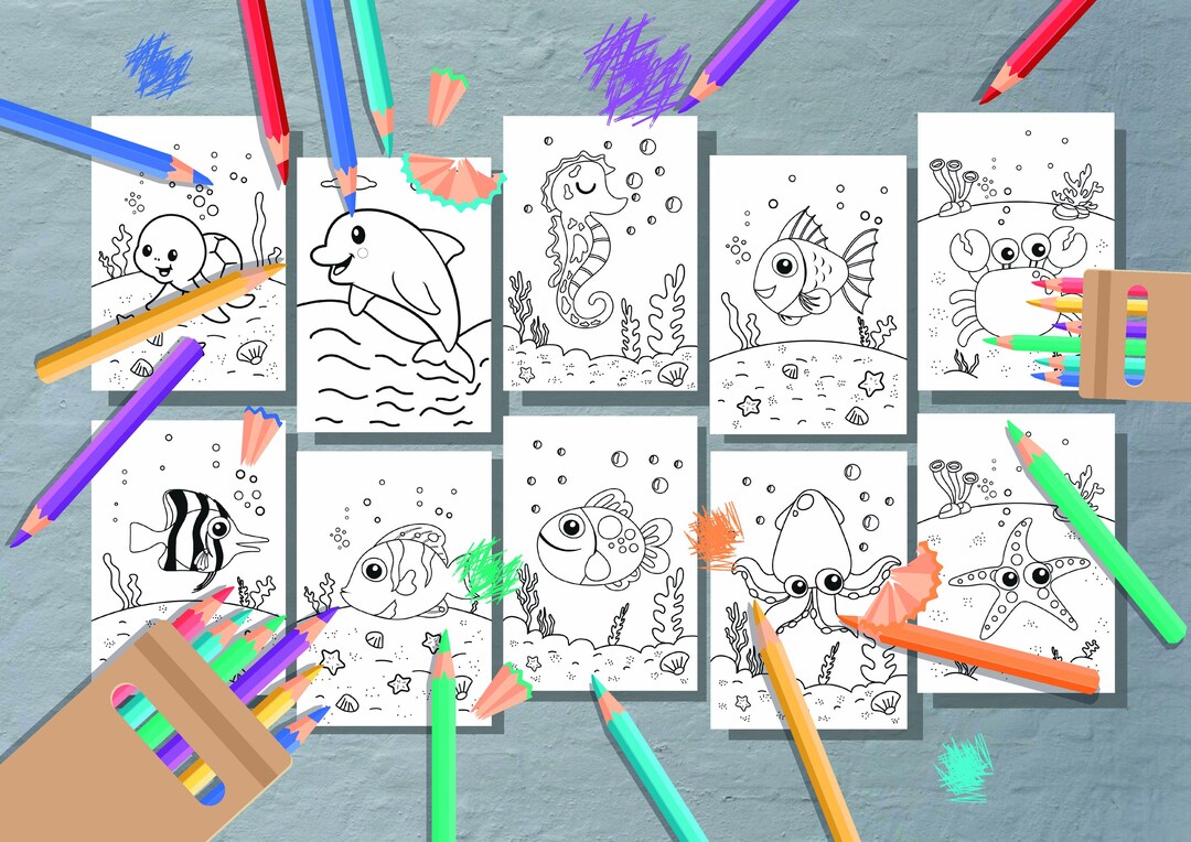 Under the Sea Coloring Pages for Kids – Cute Ocean Animals PDF ...