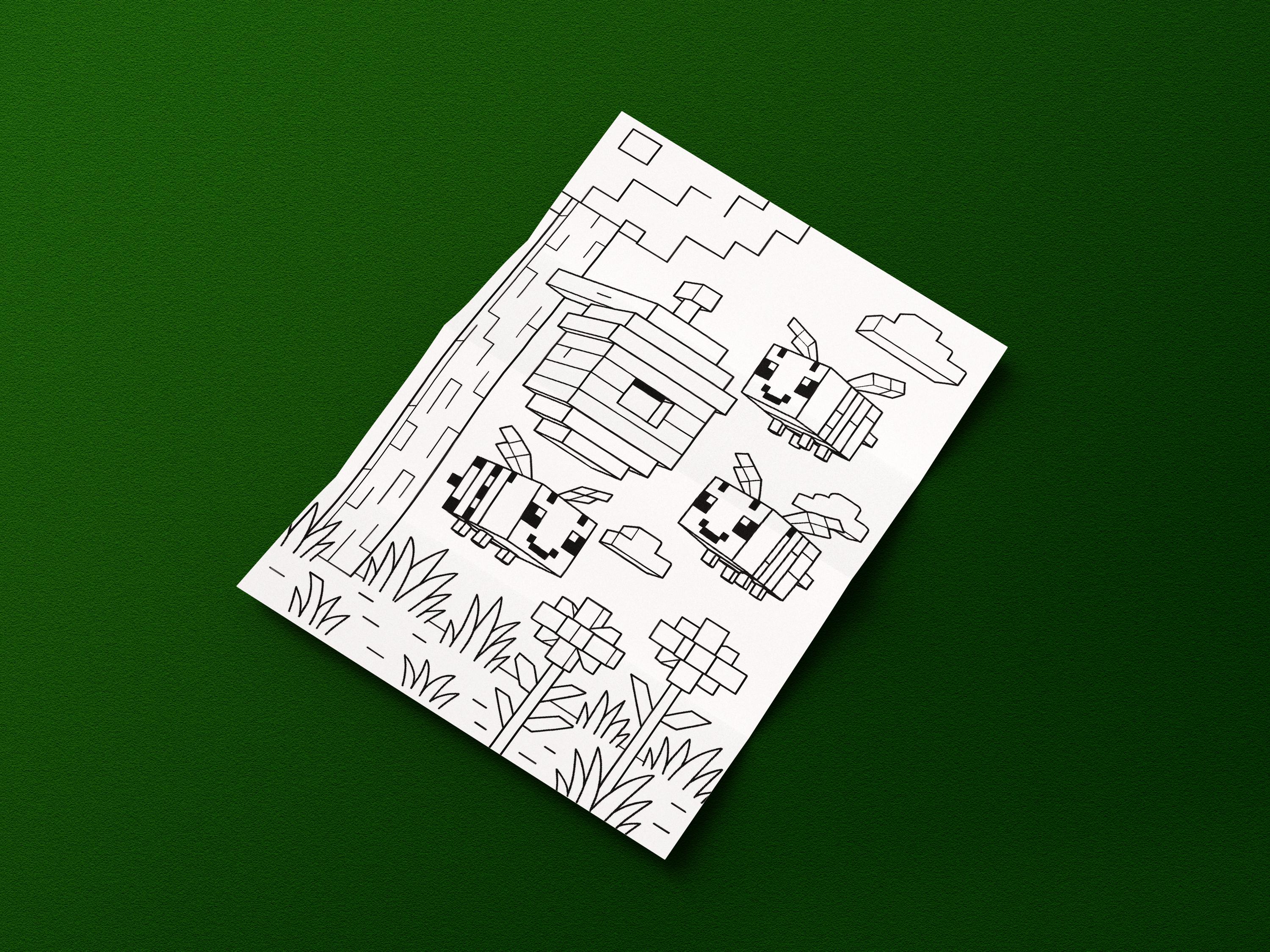 Minecraft-inspired Coloring Pages for Kids – Cute Animal Mobs, 6 ...