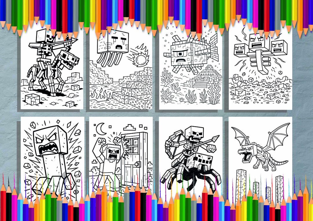 Angry Minecraft-inspired Mobs Coloring Pages – 8 Printable Monsters ...