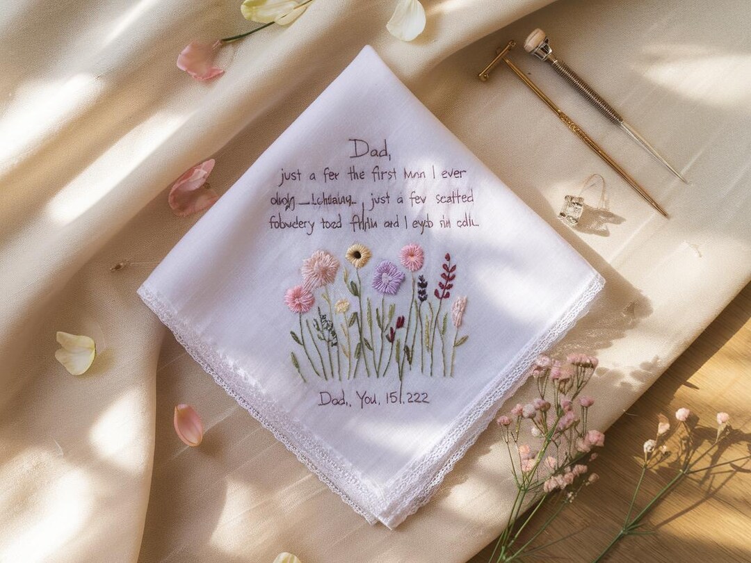 Personalized Wedding Handkerchief for Bride – Custom Embroidered Linen ...