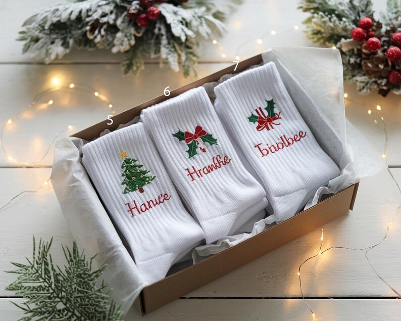 Personalized Embroidered Christmas Socks – Personalized Holiday Socks ...