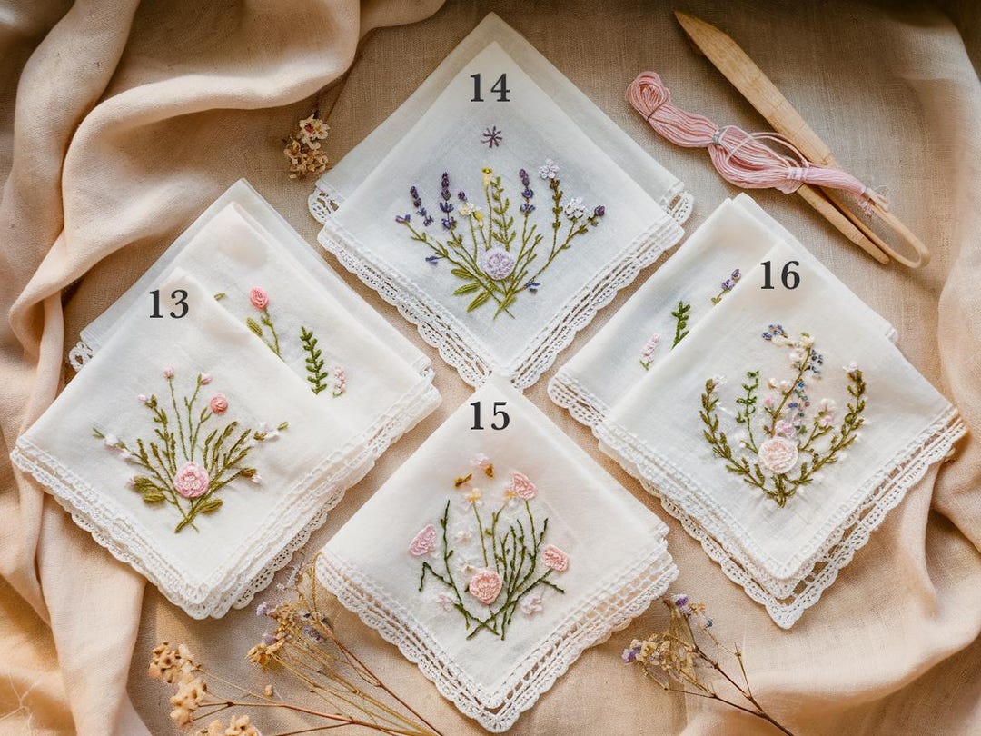 Custom Embroidered Handkerchief, Ladies Embroidery Handkerchief, Linen ...