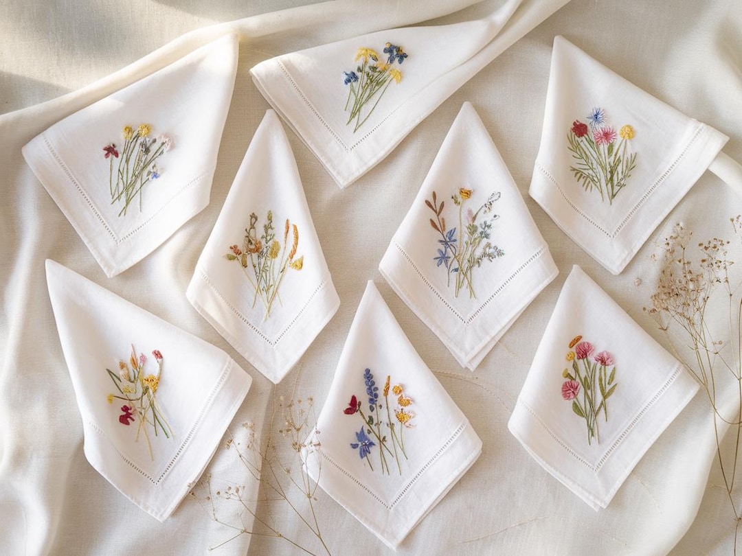 Custom Embroidered Wedding Handkerchief, Ladies Embroidery Handkerchief ...