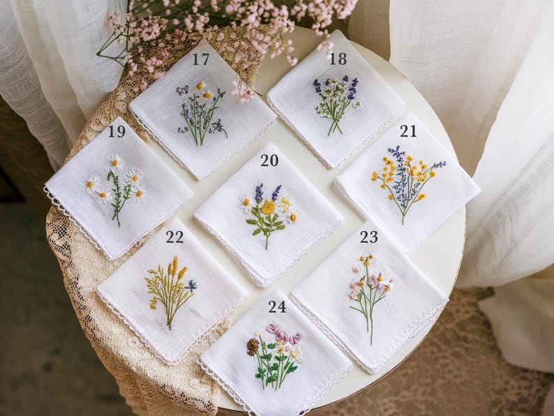 Custom Embroidered Handkerchief, Ladies Embroidery Handkerchief, Linen ...