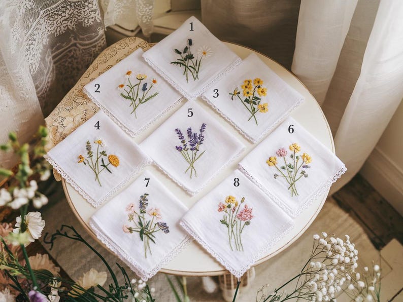 Custom Embroidered Handkerchief, Ladies Embroidery Handkerchief, Linen ...