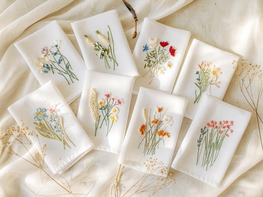 Custom Embroidered Handkerchief, Ladies Embroidery Handkerchief, Linen ...