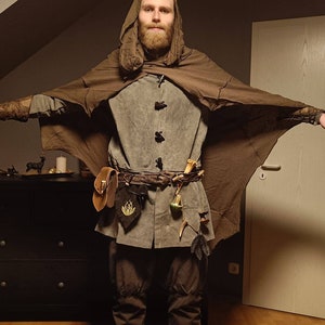 Linen Leaf Cloak Natural Fibre Leaf Cape Poncho With Giant Pixie Hood ...