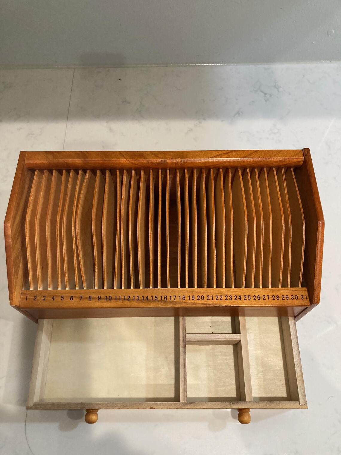 Vintage Oak Bill Organizer - 31-day Mail Sorter With Drawer - Etsy