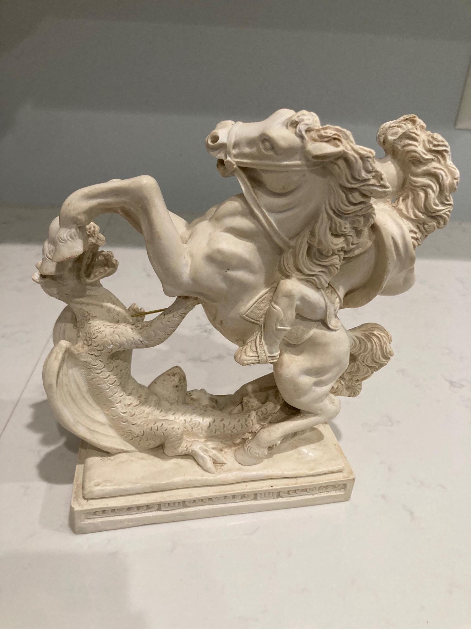 Vintage St. George Slaying Dragon Statue, Medieval Knight Sculpture - Etsy