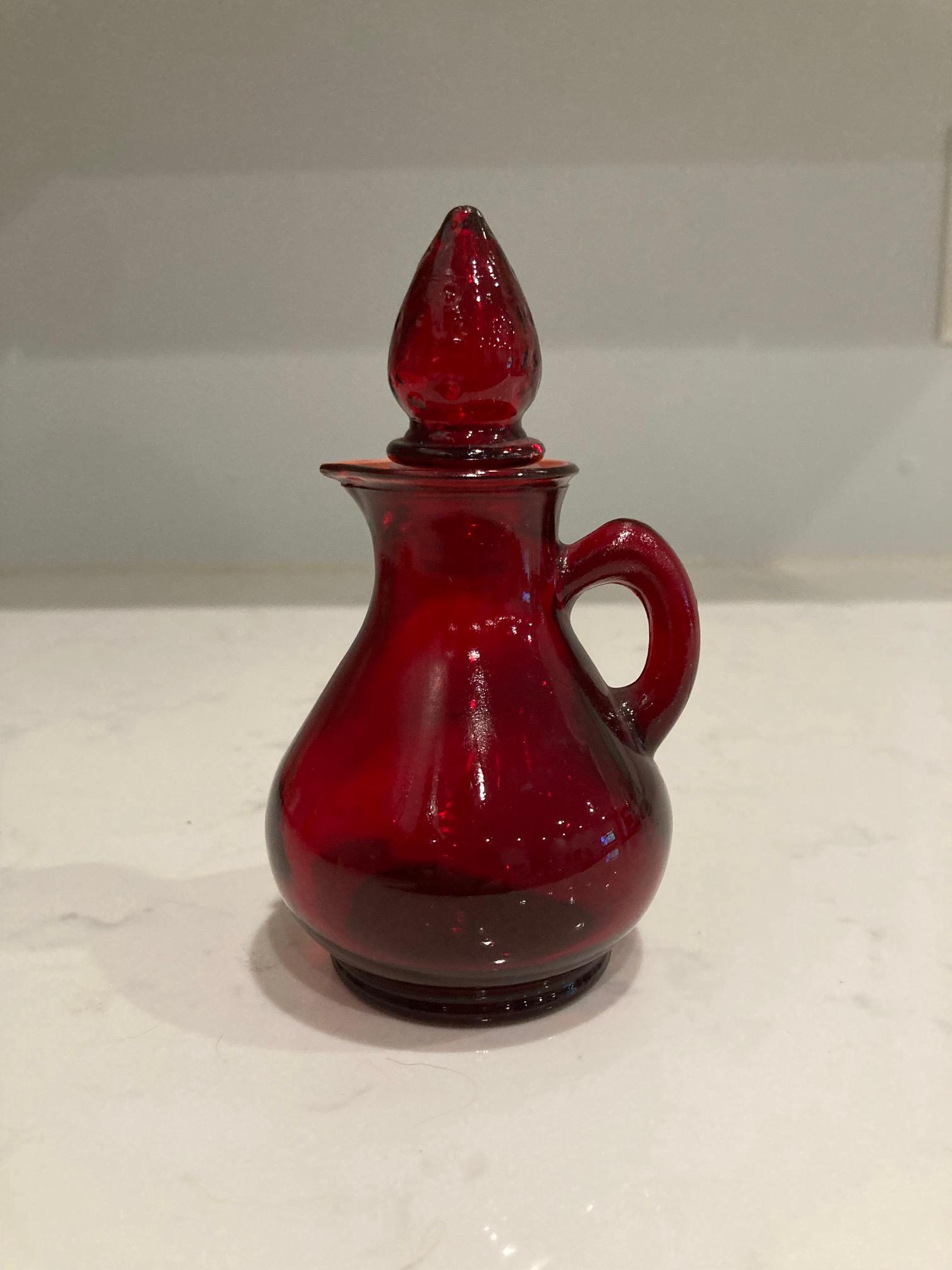 Vintage Avon Ruby Red Bottle - 1970s Strawberry Top Glass Decanter ...