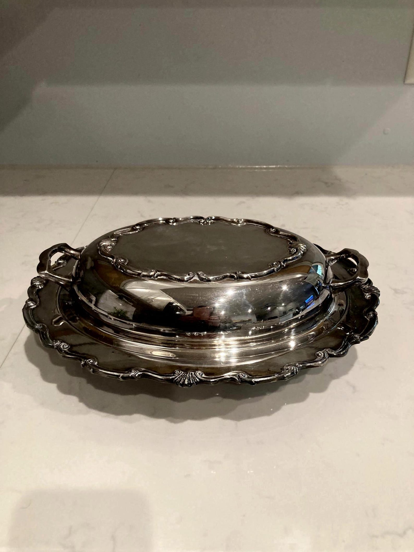 Vintage Silver Serving Dish With Lid - Art S Co SPS 1146 - Oval Ornate ...