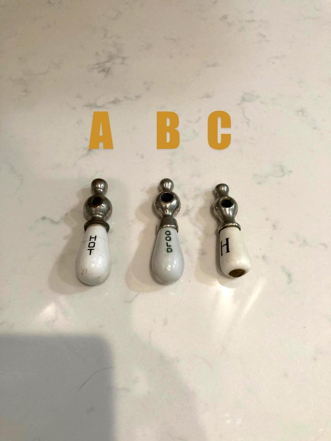 Antique Porcelain Faucet Handles - White Restoration Hot Cold H Faucets ...