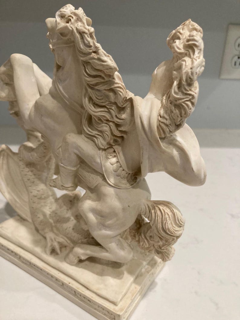 Vintage St. George Slaying Dragon Statue, Medieval Knight Sculpture - Etsy