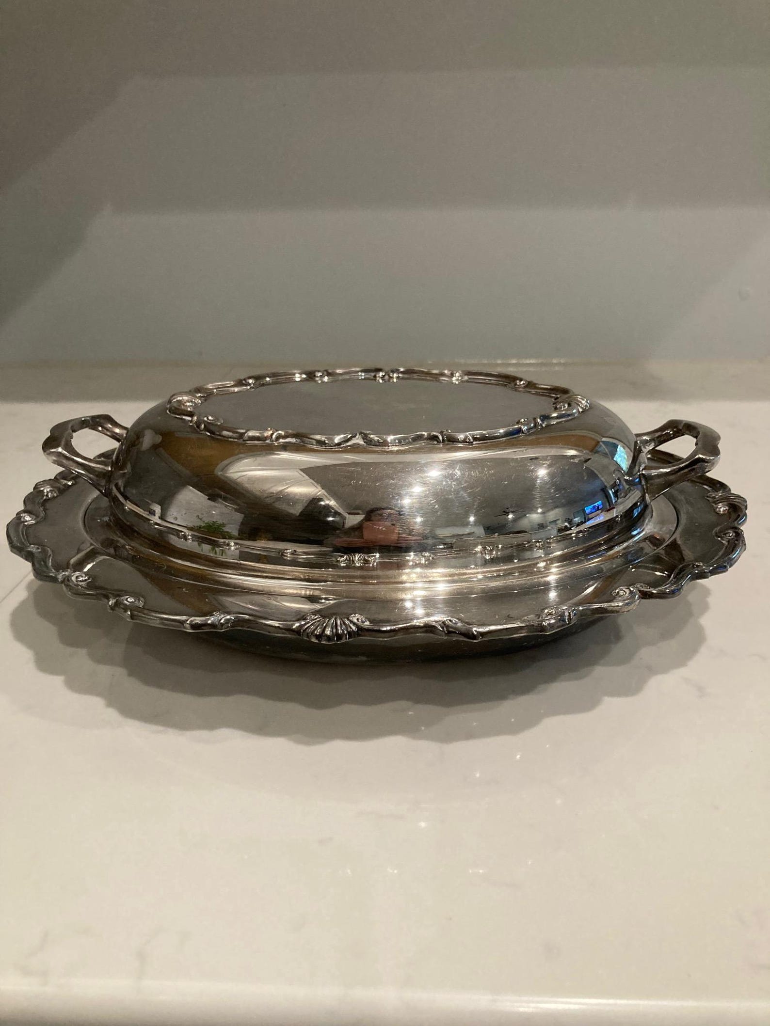 Vintage Silver Serving Dish With Lid - Art S Co SPS 1146 - Oval Ornate ...