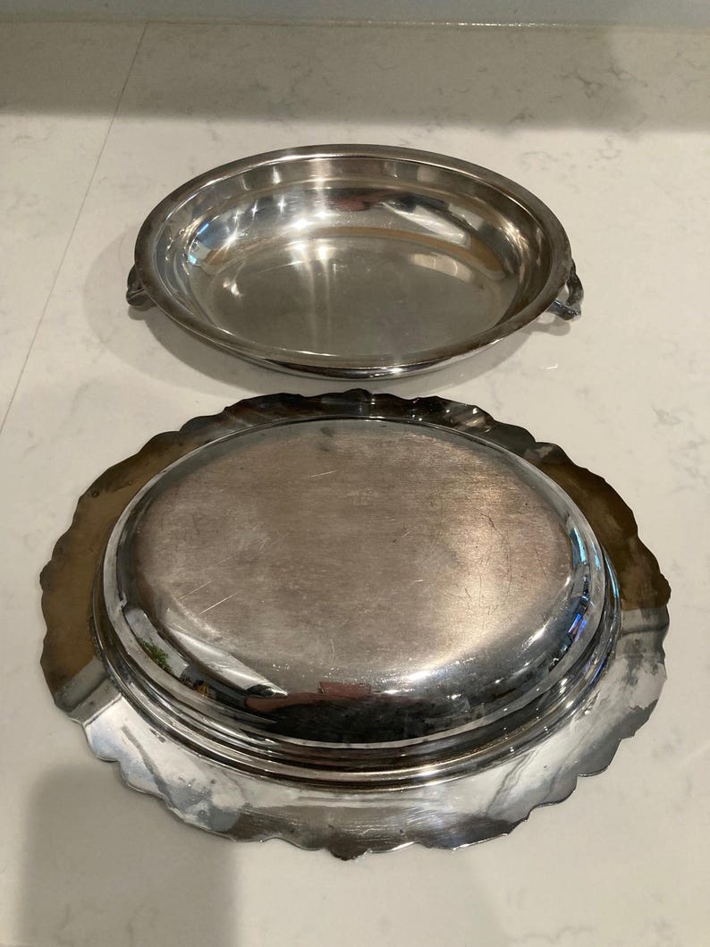 Vintage Silver Serving Dish With Lid - Art S Co SPS 1146 - Oval Ornate ...