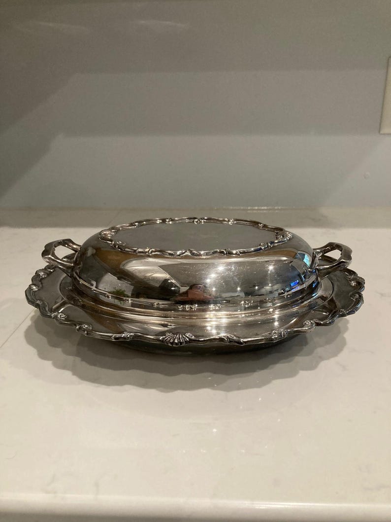 Vintage Silver Plated Serving Dish With Lid – Oval Shell Accent ...
