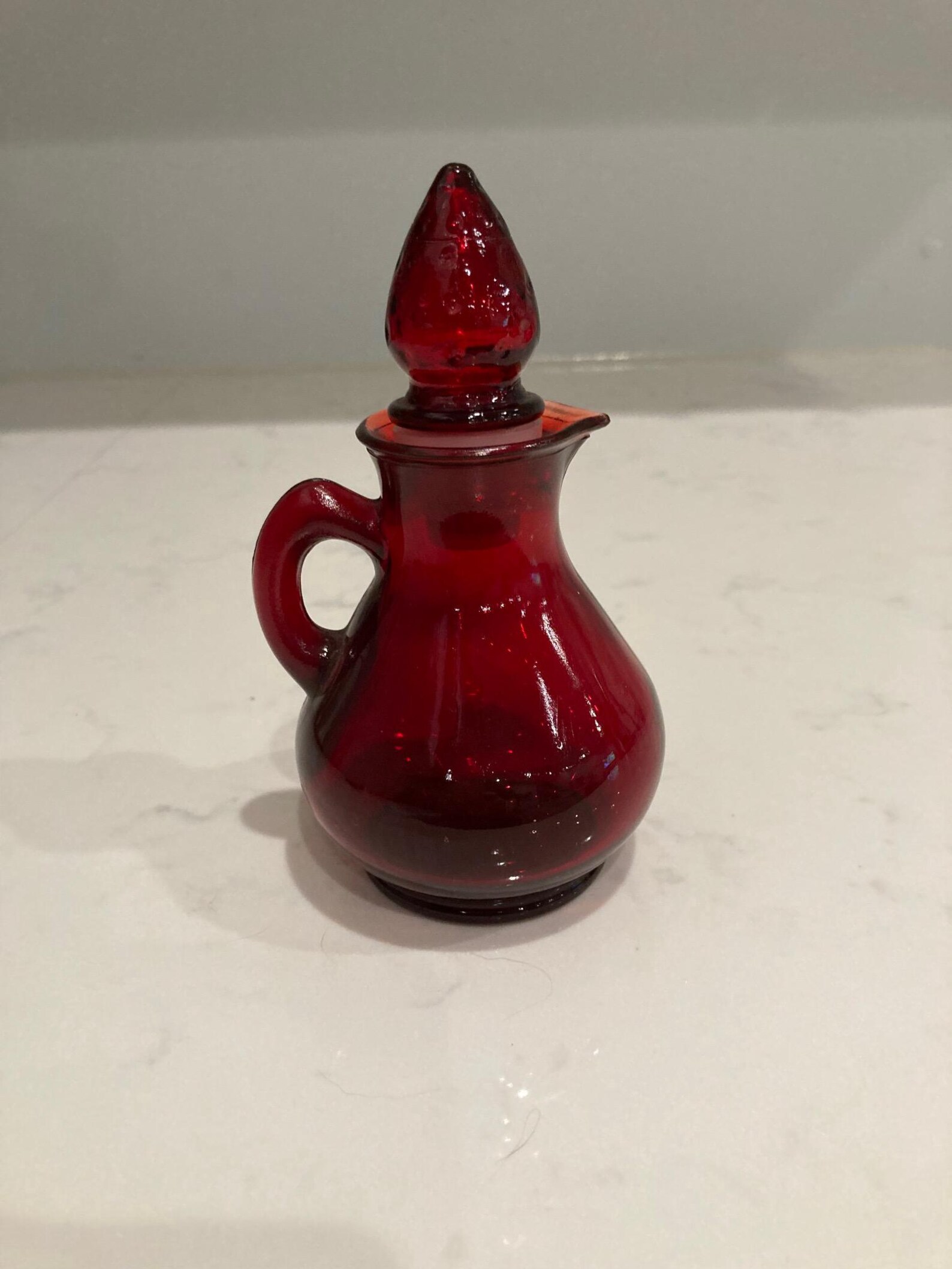 Vintage Avon Ruby Red Bottle - 1970s Strawberry Top Glass Decanter ...