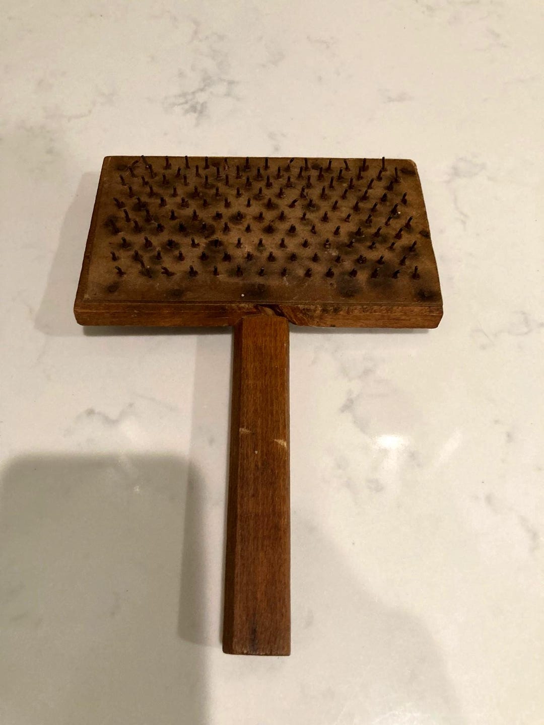Vintage Wool Carding Tool - Antique Hand Held Carder - Wood Handle ...
