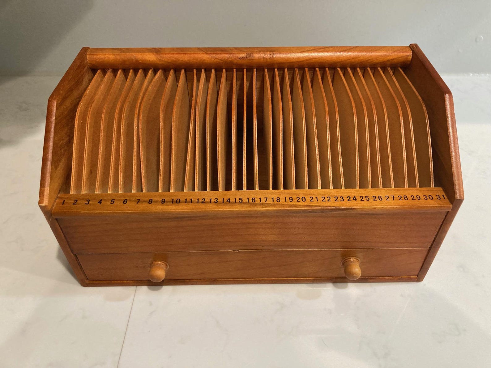 Vintage Oak Bill Organizer - 31-day Mail Sorter With Drawer - Etsy