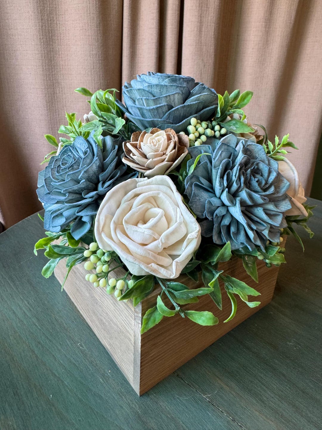 Dusty Blue Wood Flower Box - Etsy