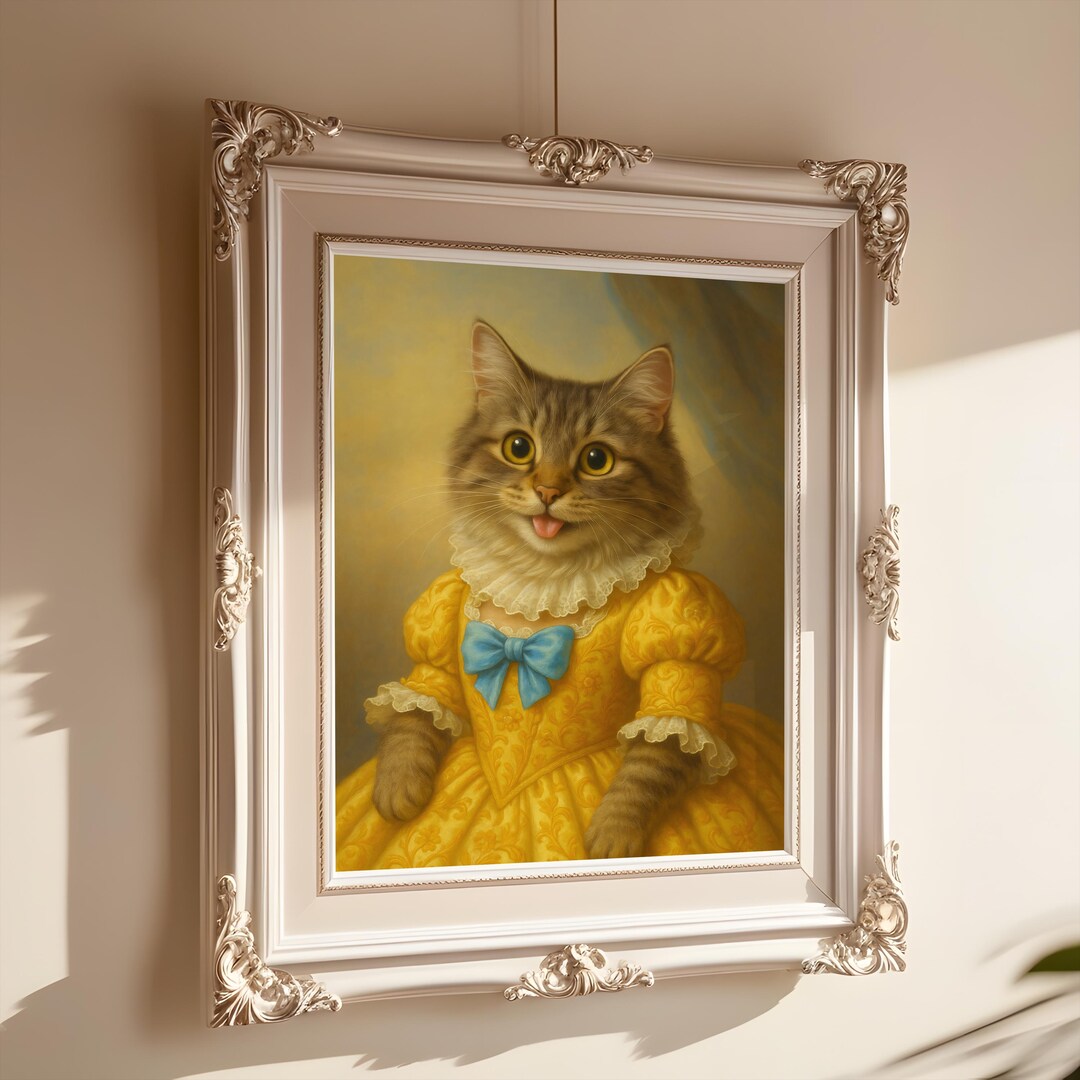 Rococo Cat Portrait – Pastel Funny Pet Art – Custom Animal Wall Print ...