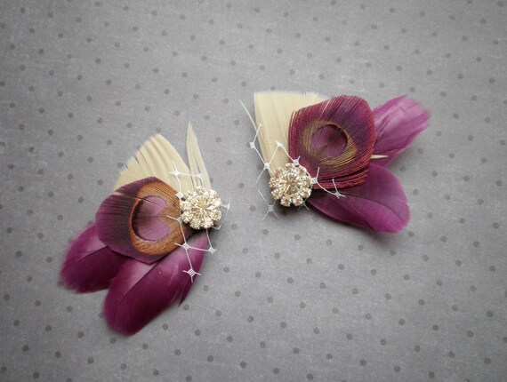 Items similar to Peacock Feather Shoe Clips, Bridal shoe clips, wedding ...