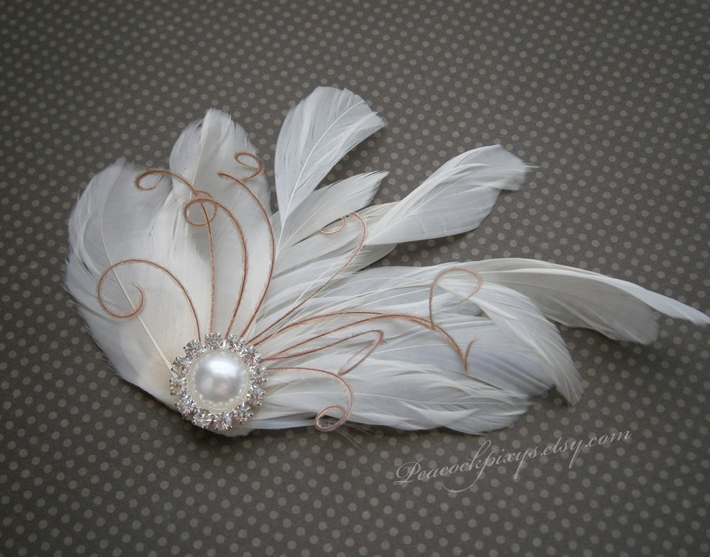 Ivory, Feather, Bridal, Small, Fascinator, Weddings, Feathered, Hair ...