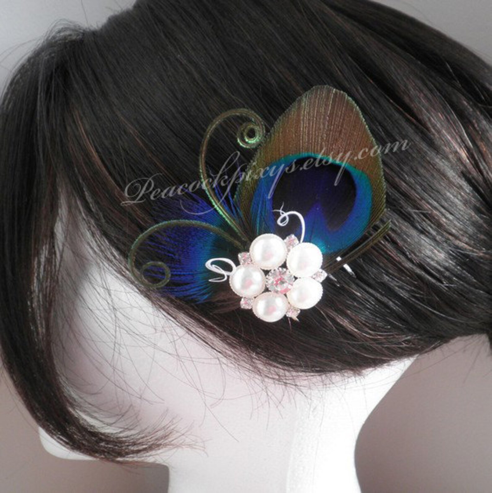 Peacock Wedding Hair Accessories Feather Fascinator Feather Etsy