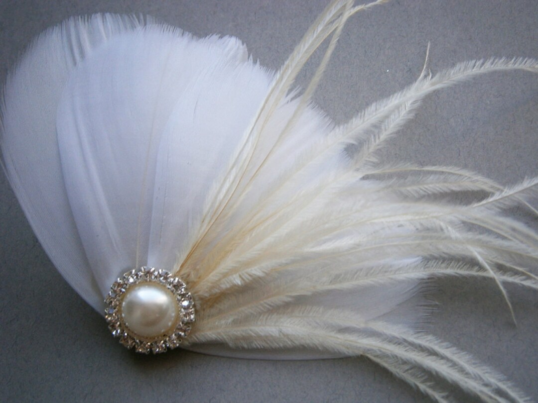 Ivory, Feather, White, Weddings, Hair, Accessory, Facinator, Bridal ...