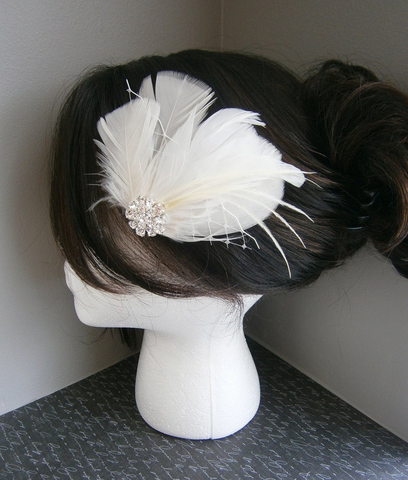 Ivory, Feather, White, Weddings, Hair, Accessory, Facinator, Bridal ...