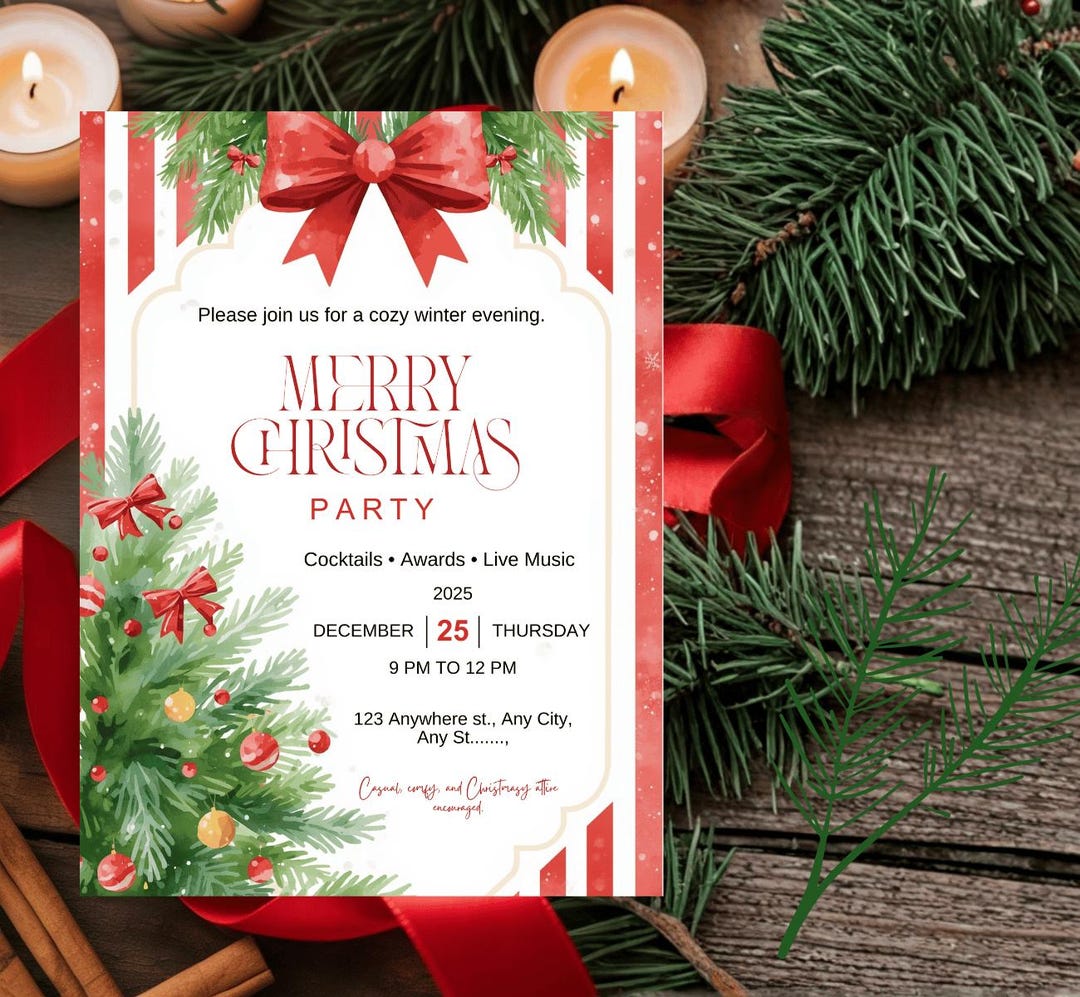 Christmas Event Invitation, Holiday Gathering Invitation, Xmas Digital ...