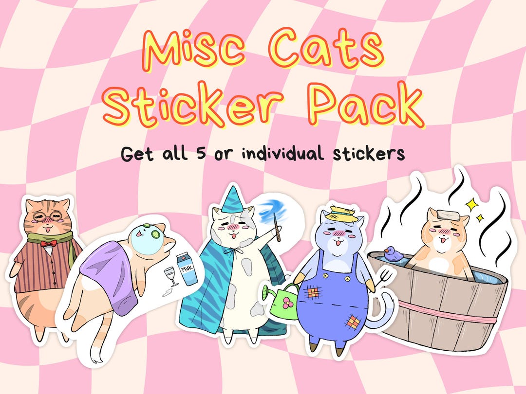 Misc Cats Sticker Pack - Get All 5 or Individual Stickers, Premium ...