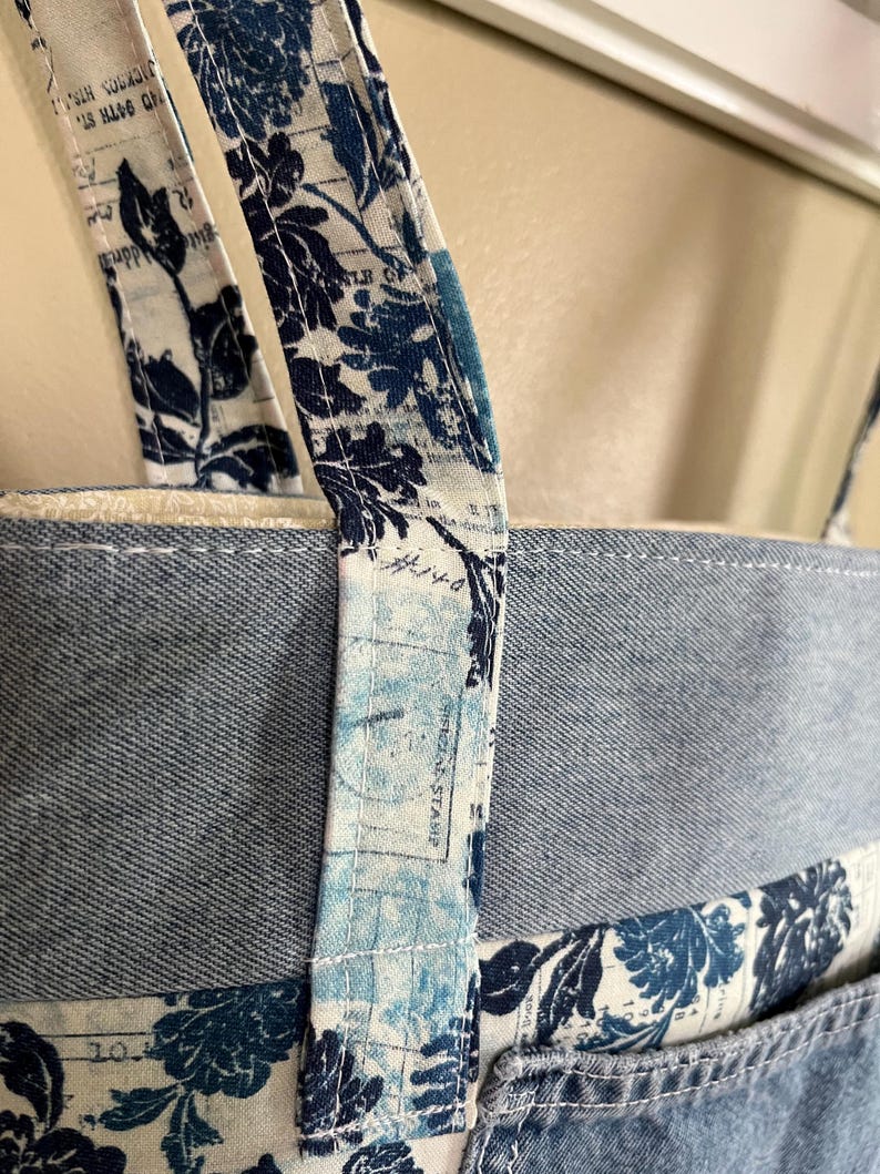 Upcycled Denim Cornflower Blue Tote Bag - Etsy