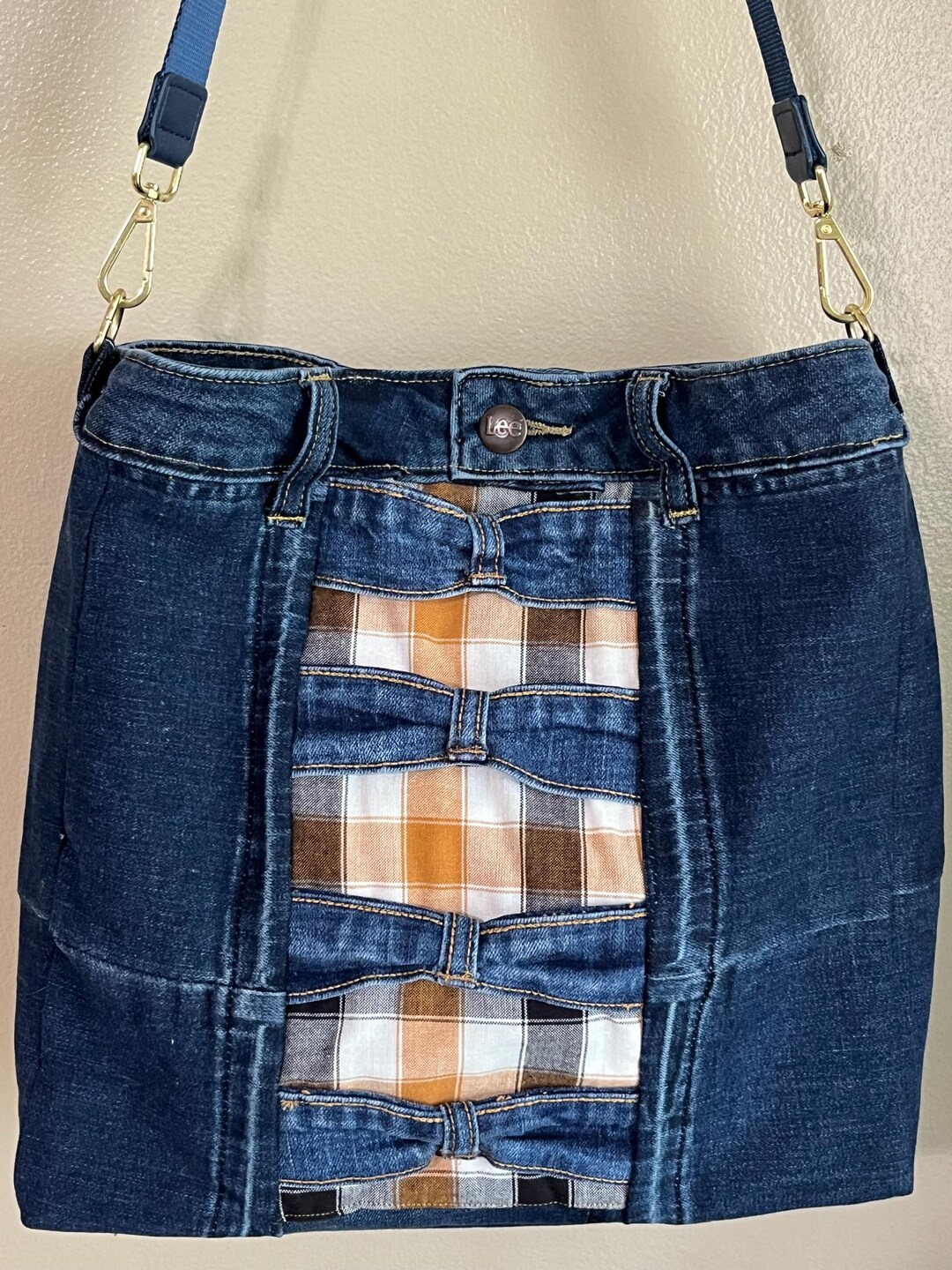 Upcycled Denim Tote Bag: Handmade Jean Handbag With Adjustable Strap - Etsy
