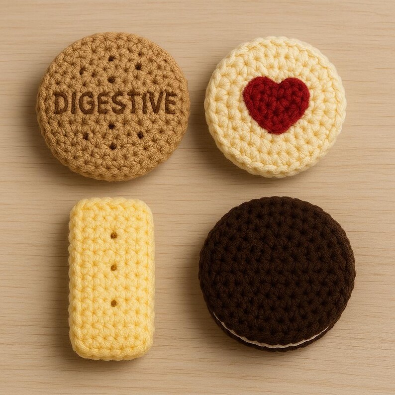 Crochet/amigurumi Pattern 4in1 Bundle Biscuit Variety (digestive, Jammy ...