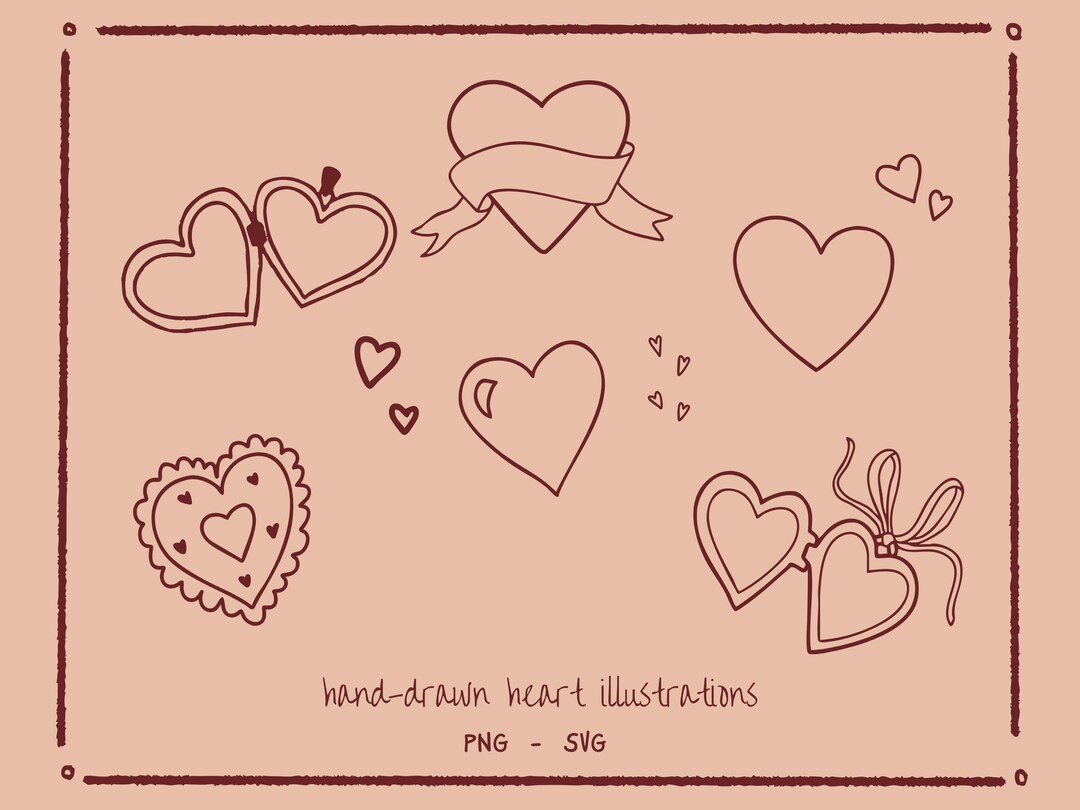 Hand Drawn Heart Clip Art Icons (SVG & PNG Files) - Etsy