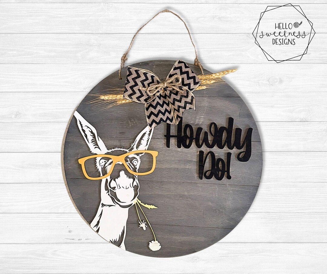 Welcome to Our Home Round Sign / Donkey Glasses Welcome Round - Etsy