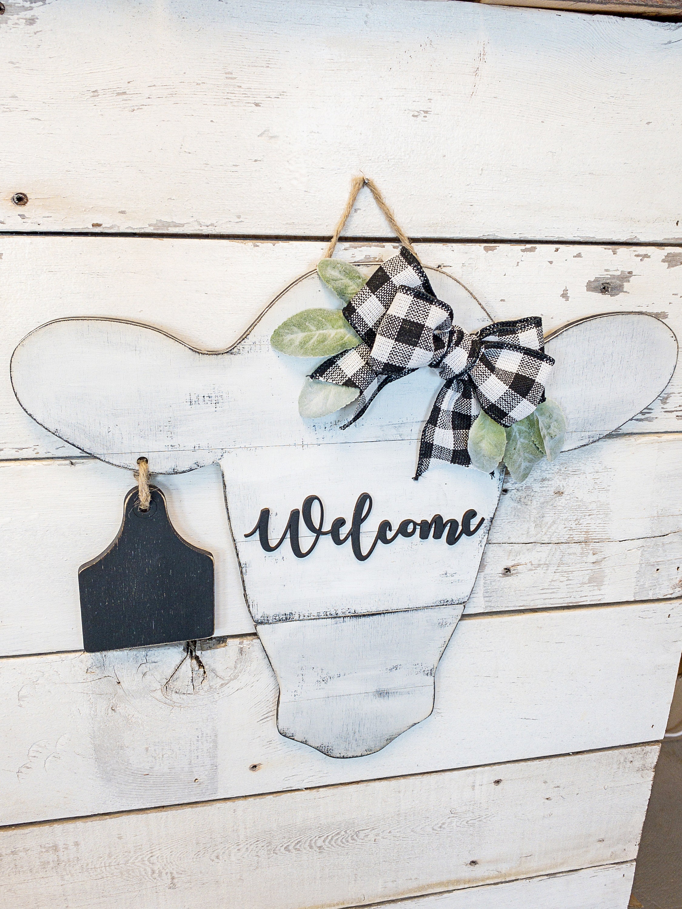 Cow Door Sign / Door Hanger Front Door / Farmhouse Cow Decor - Etsy