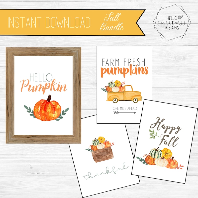 Fall Printable Bundle / Digital Download / Pumpkins Prints / Old Truck ...